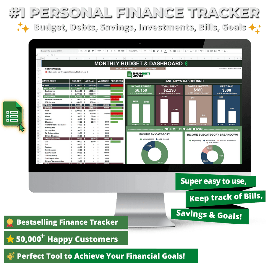 #1 Personal Finance Tracker - Achieve all your Goals with this Easy to