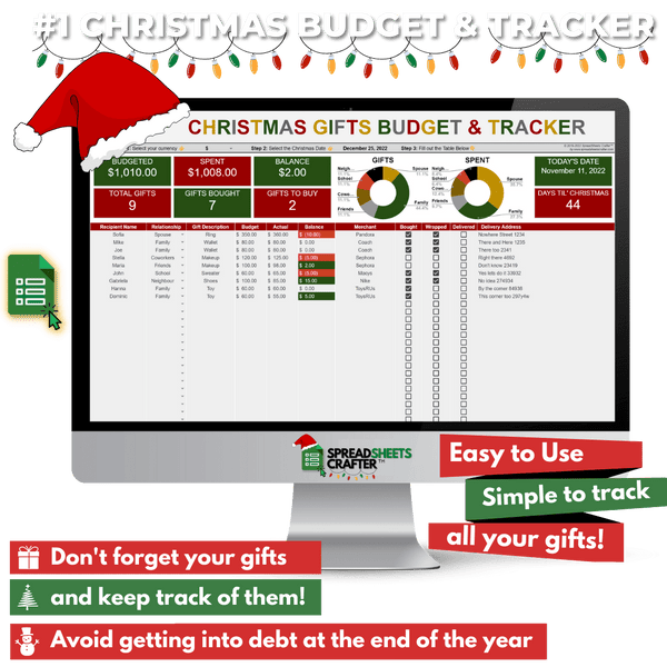 #1 Christmas Gift Budget & Tracker: Plan your Holiday Spending and Giv